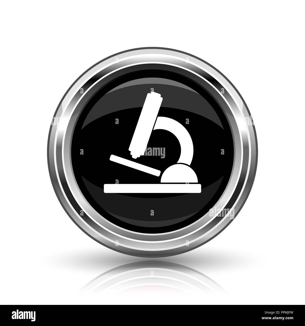Microscope icon. Metallic internet button on white background Stock ...