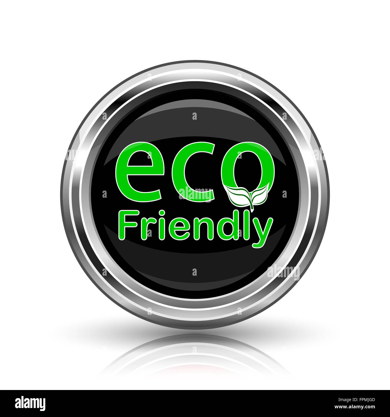 Eco Friendly icon. Metallic internet button on white background Stock ...