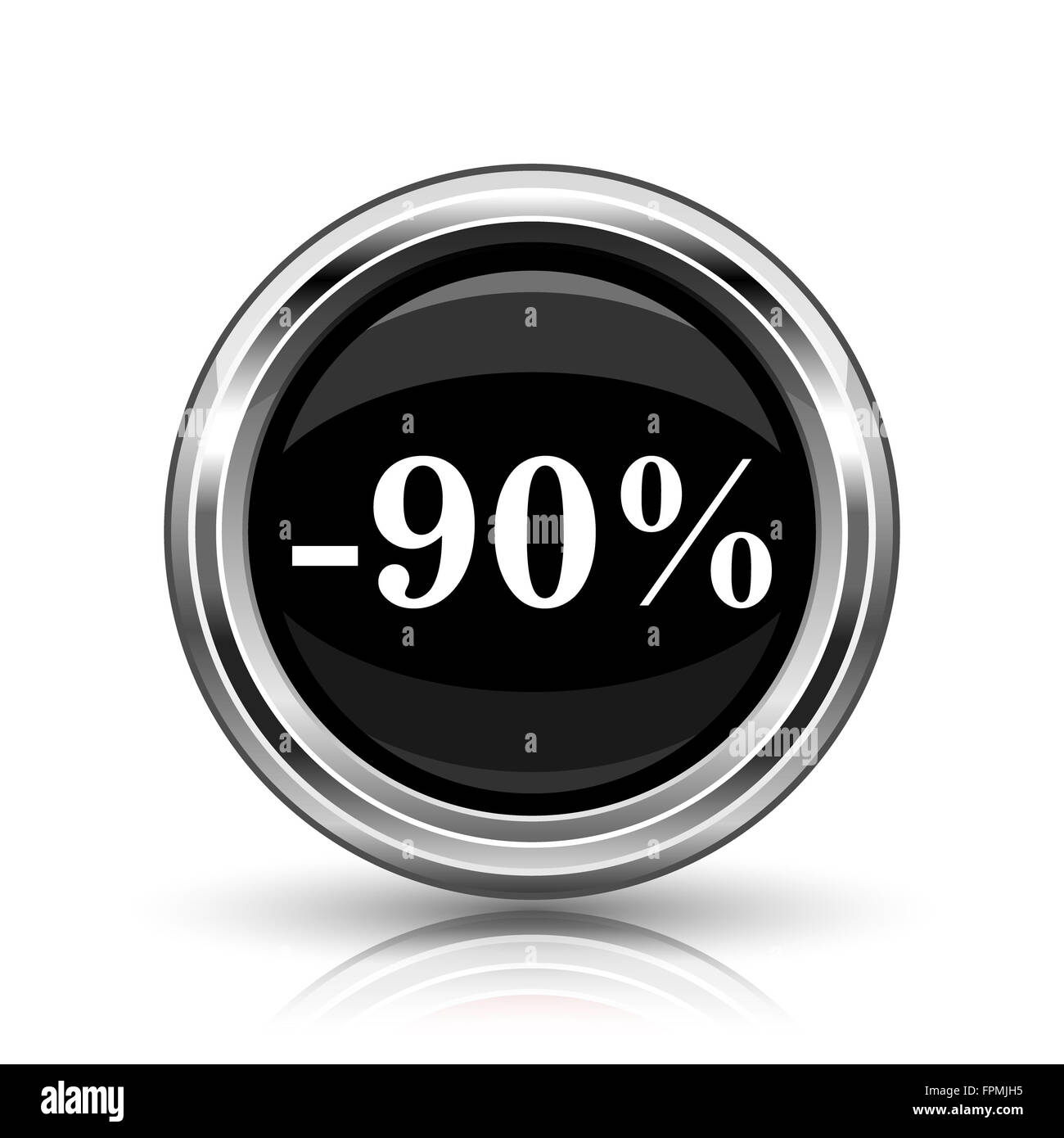 90 percent discount icon. Metallic internet button on white background ...