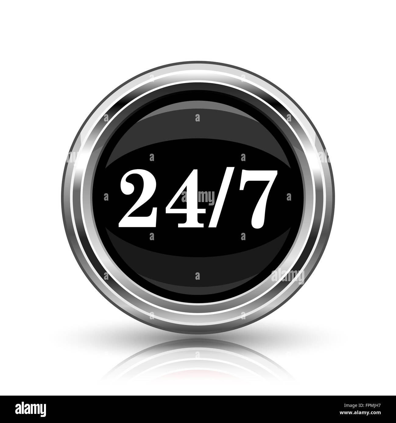 24 7 icon. Metallic internet button on white background Stock Photo - Alamy