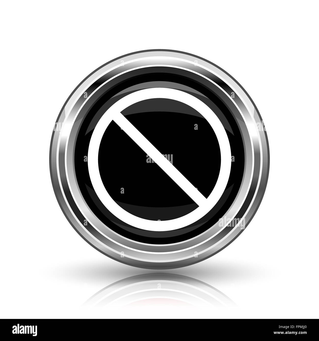Forbidden icon. Metallic internet button on white background Stock ...