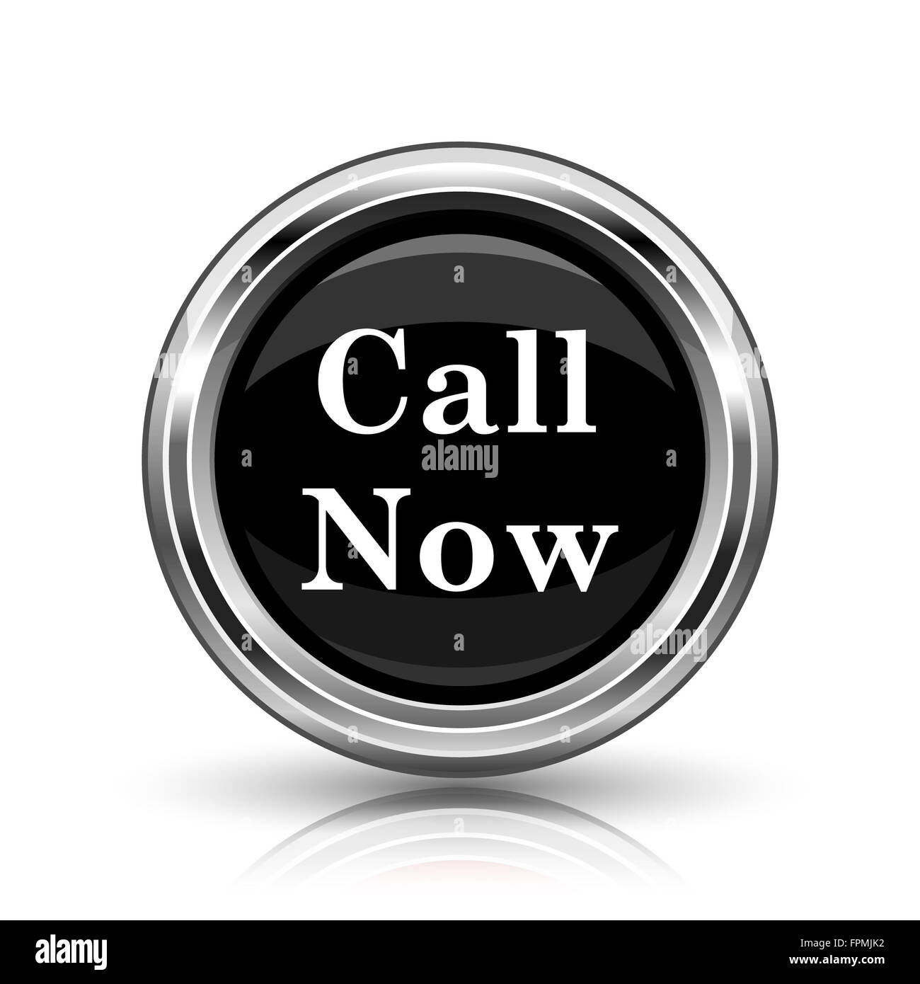 Call now icon. Metallic internet button on white background Stock Photo ...