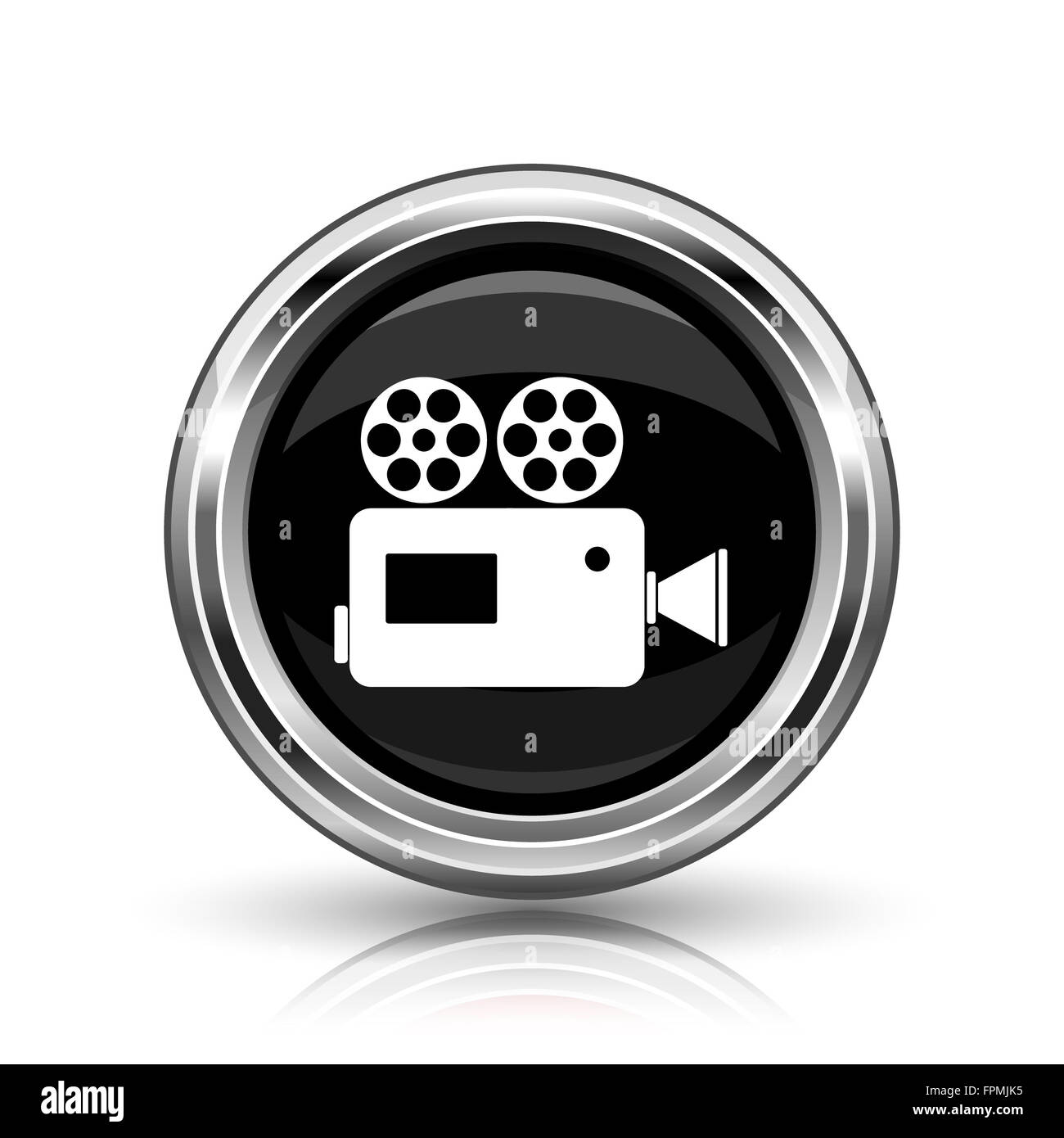 Video camera icon. Metallic internet button on white background Stock ...