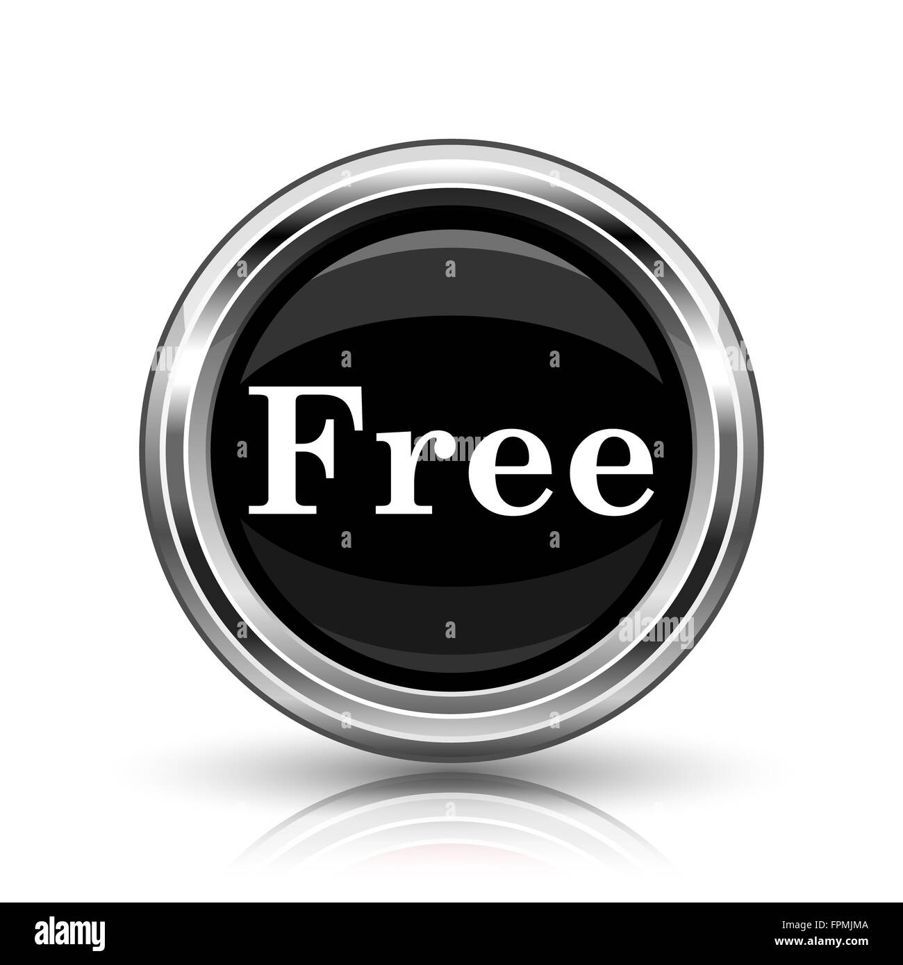 Free icon. Metallic internet button on white background Stock Photo - Alamy