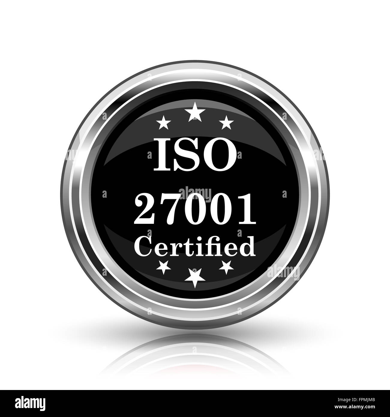 ISO 27001 icon. Metallic internet button on white background Stock ...