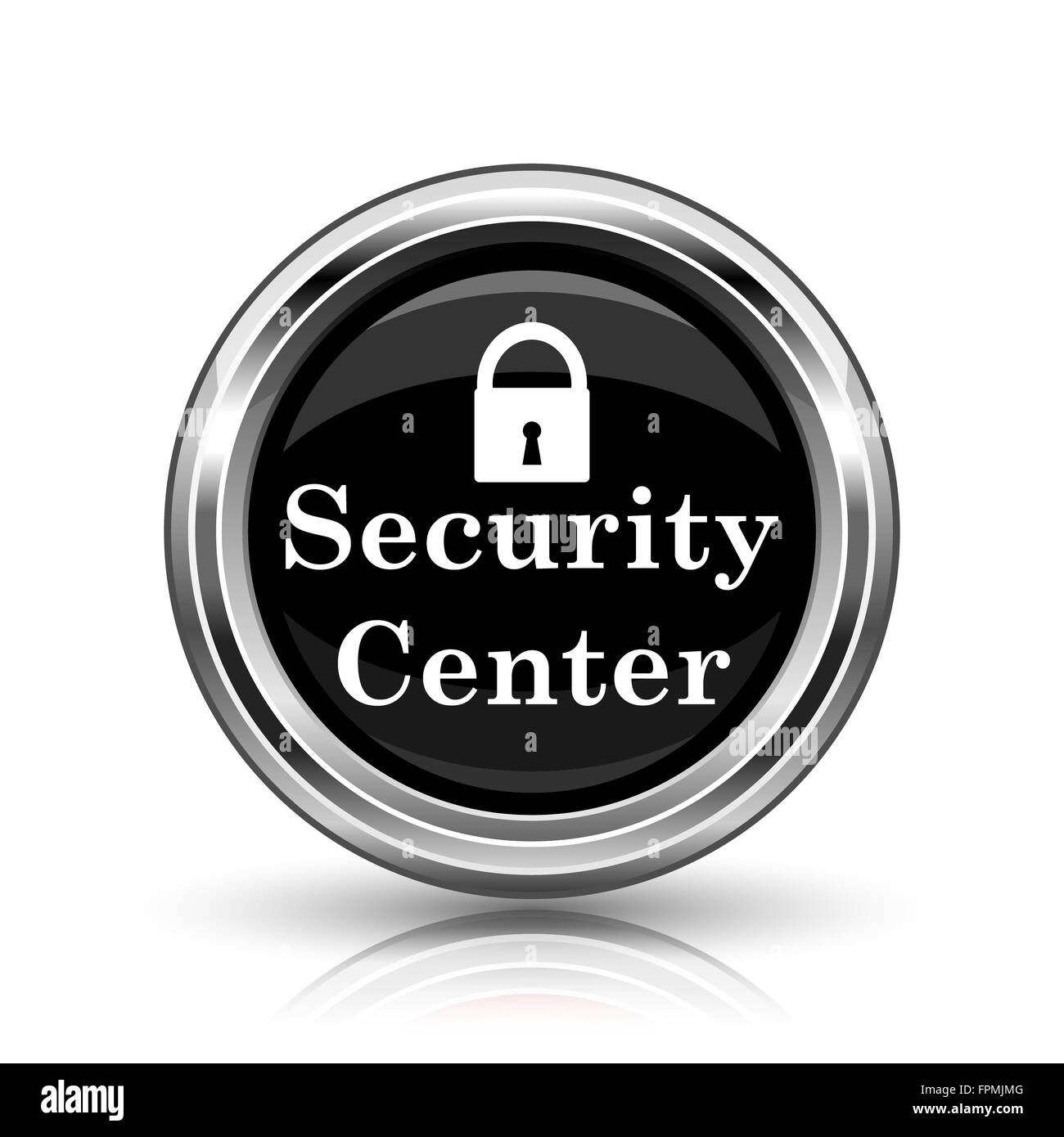 Security center icon. Metallic internet button on white background ...