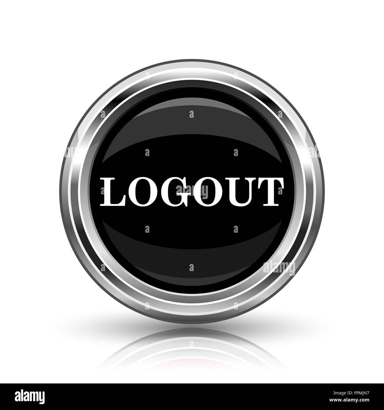 Logout icon. Metallic internet button on white background Stock Photo ...