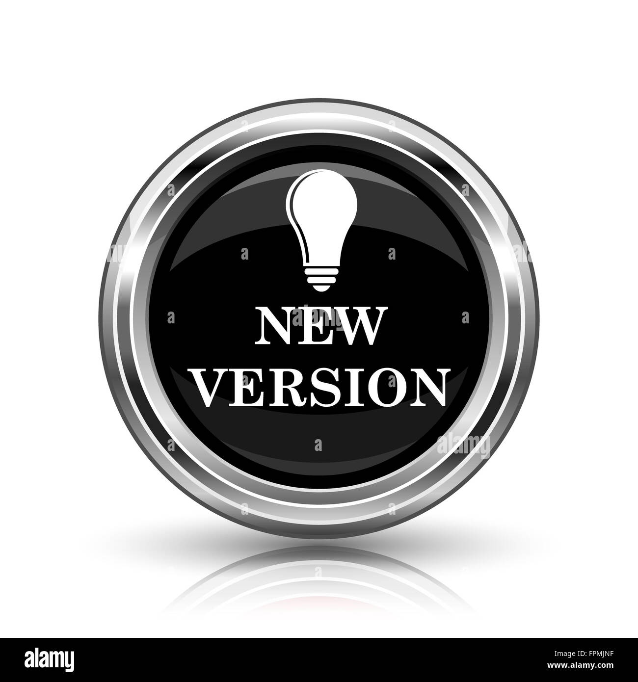 New version icon. Metallic internet button on white background Stock ...