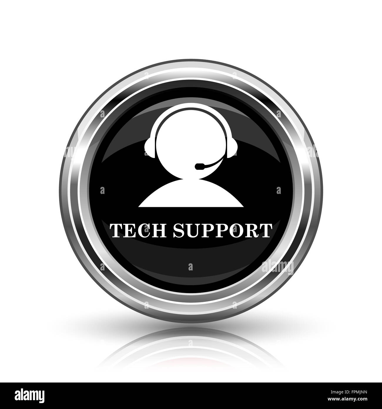 Tech support icon. Metallic internet button on white background Stock ...