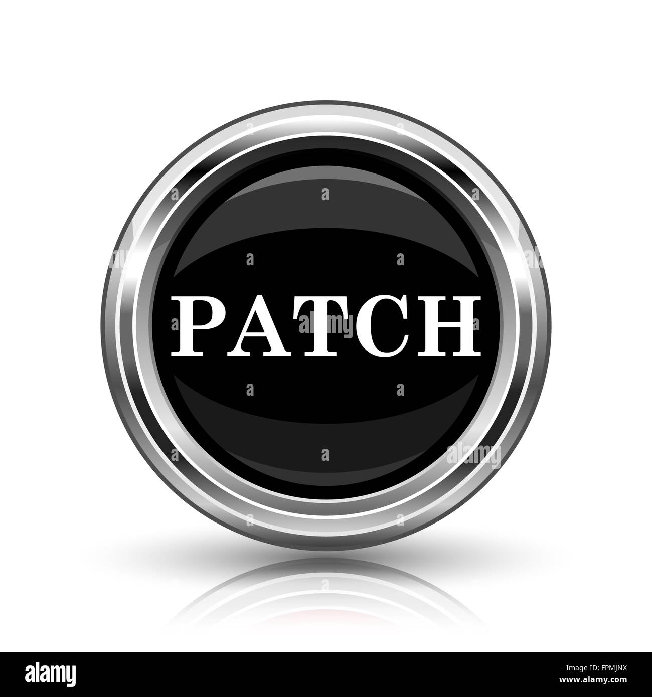 Patch icon. Metallic internet button on white background Stock Photo ...