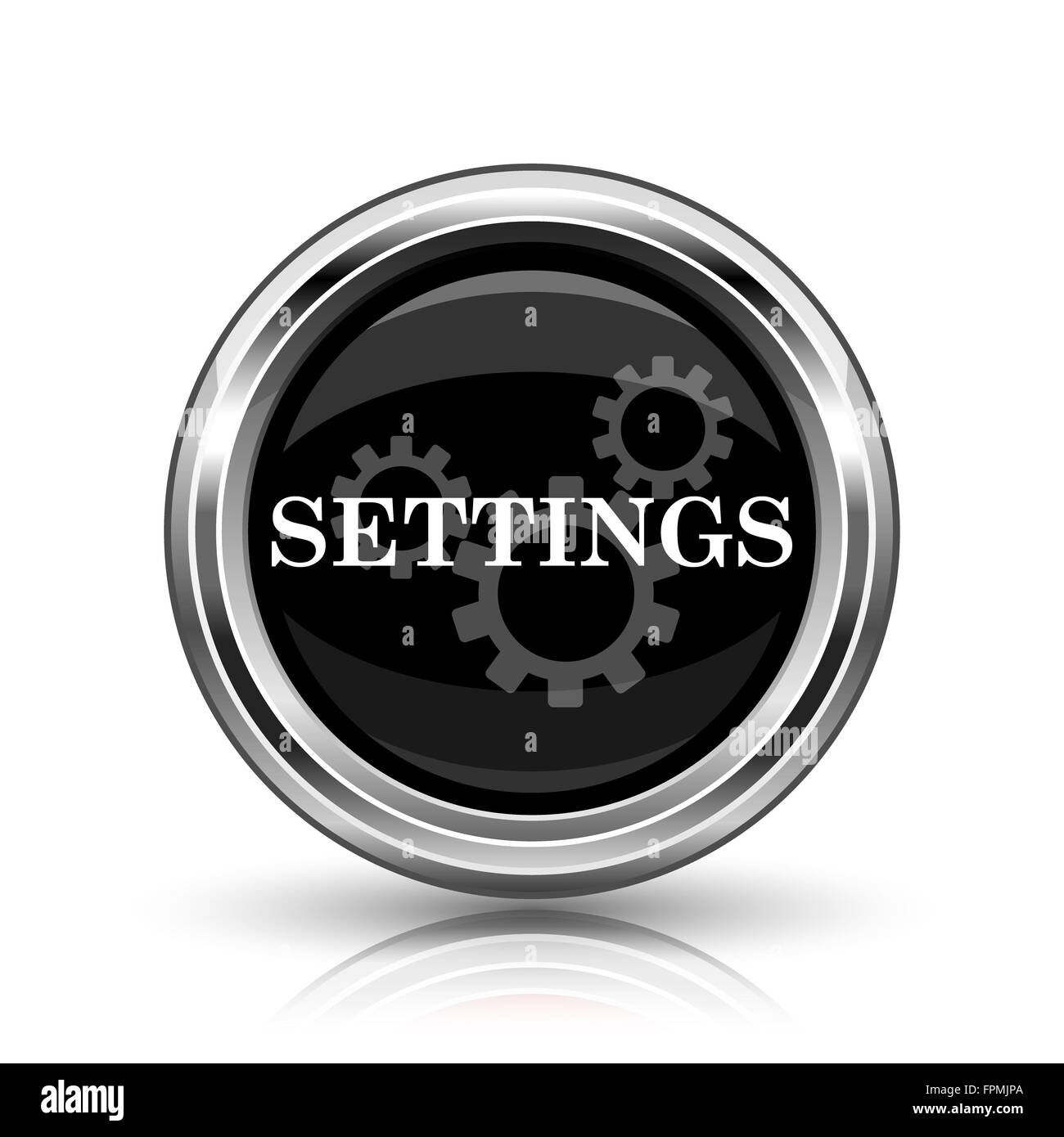 Settings icon. Metallic internet button on white background Stock Photo ...