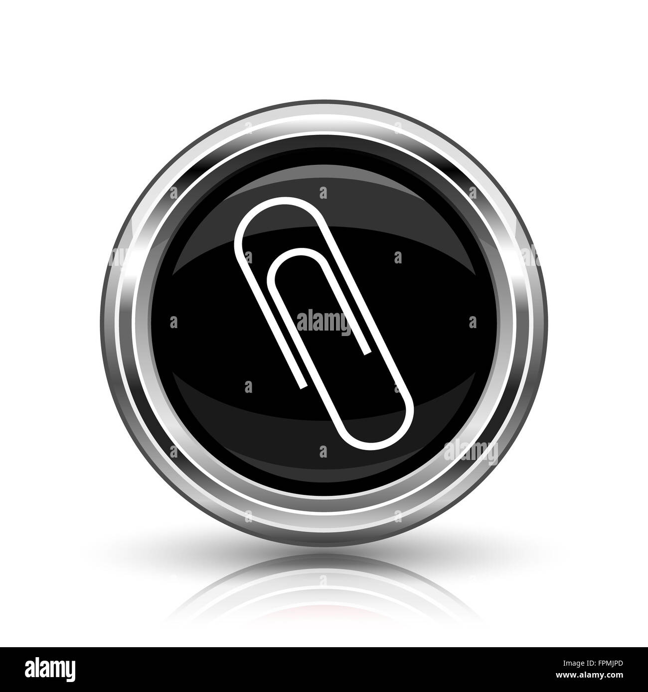 Paperclip icon. Metallic internet button on white background Stock ...