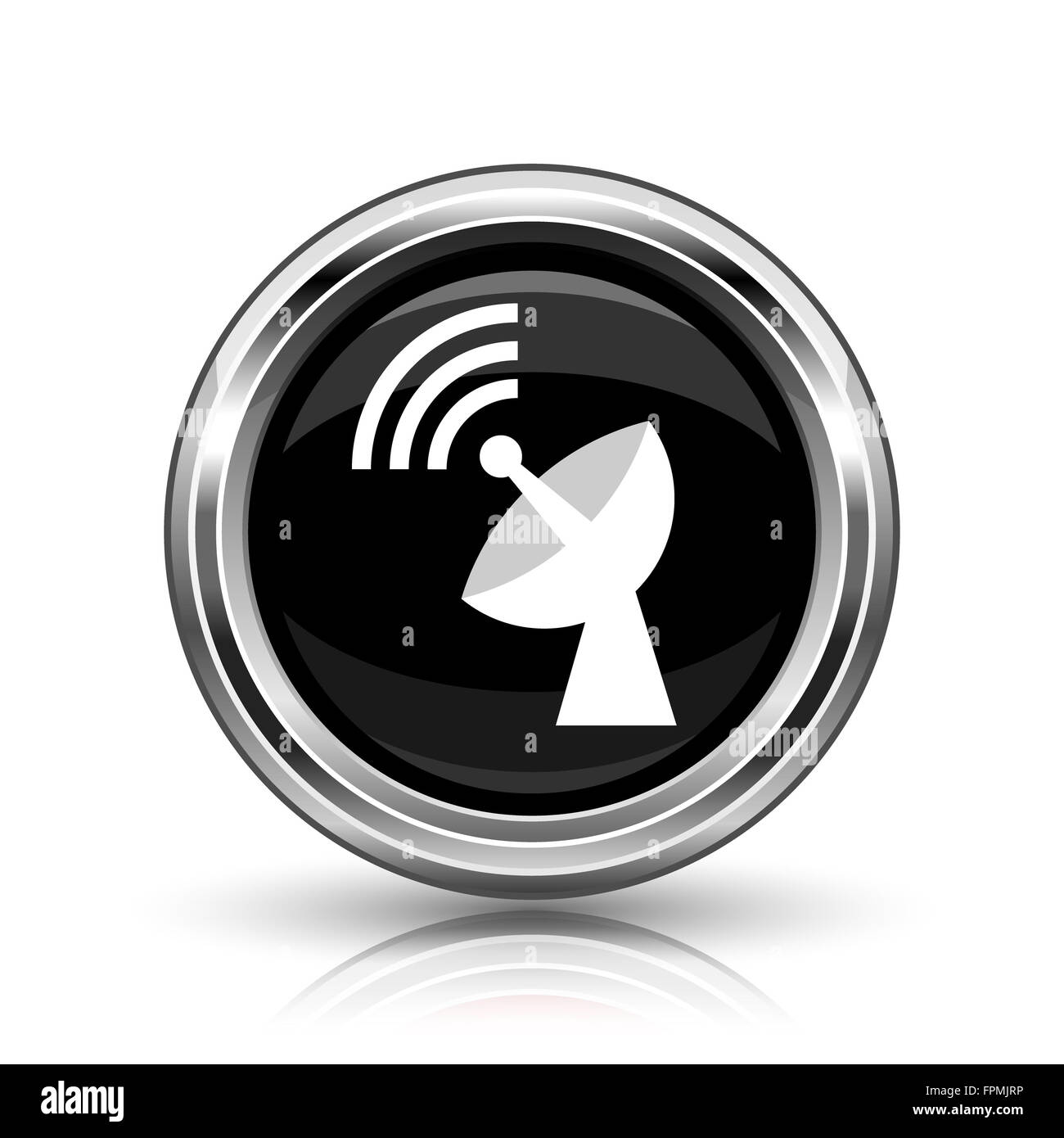 Wireless antenna icon. Metallic internet button on white background ...