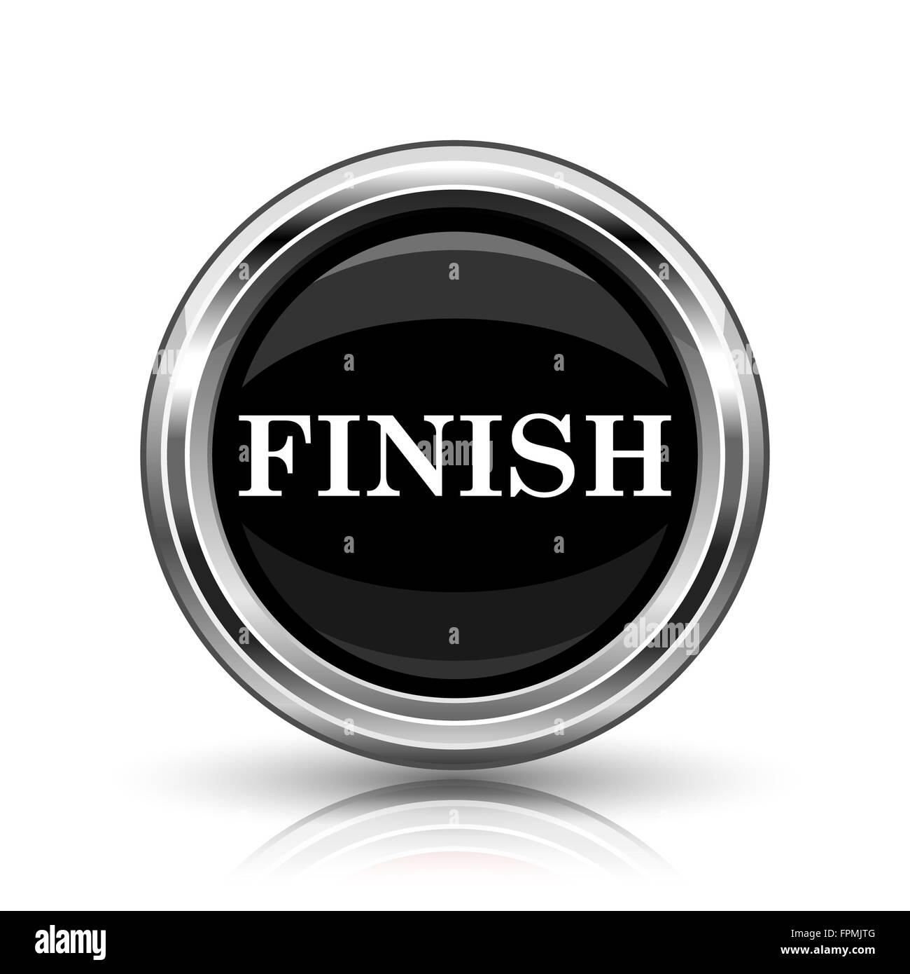 Finish icon. Metallic internet button on white background Stock Photo ...