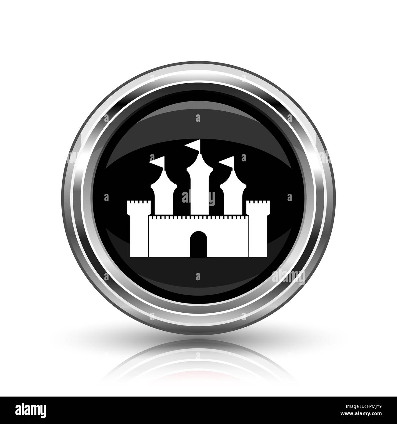 Castle icon. Metallic internet button on white background Stock Photo ...