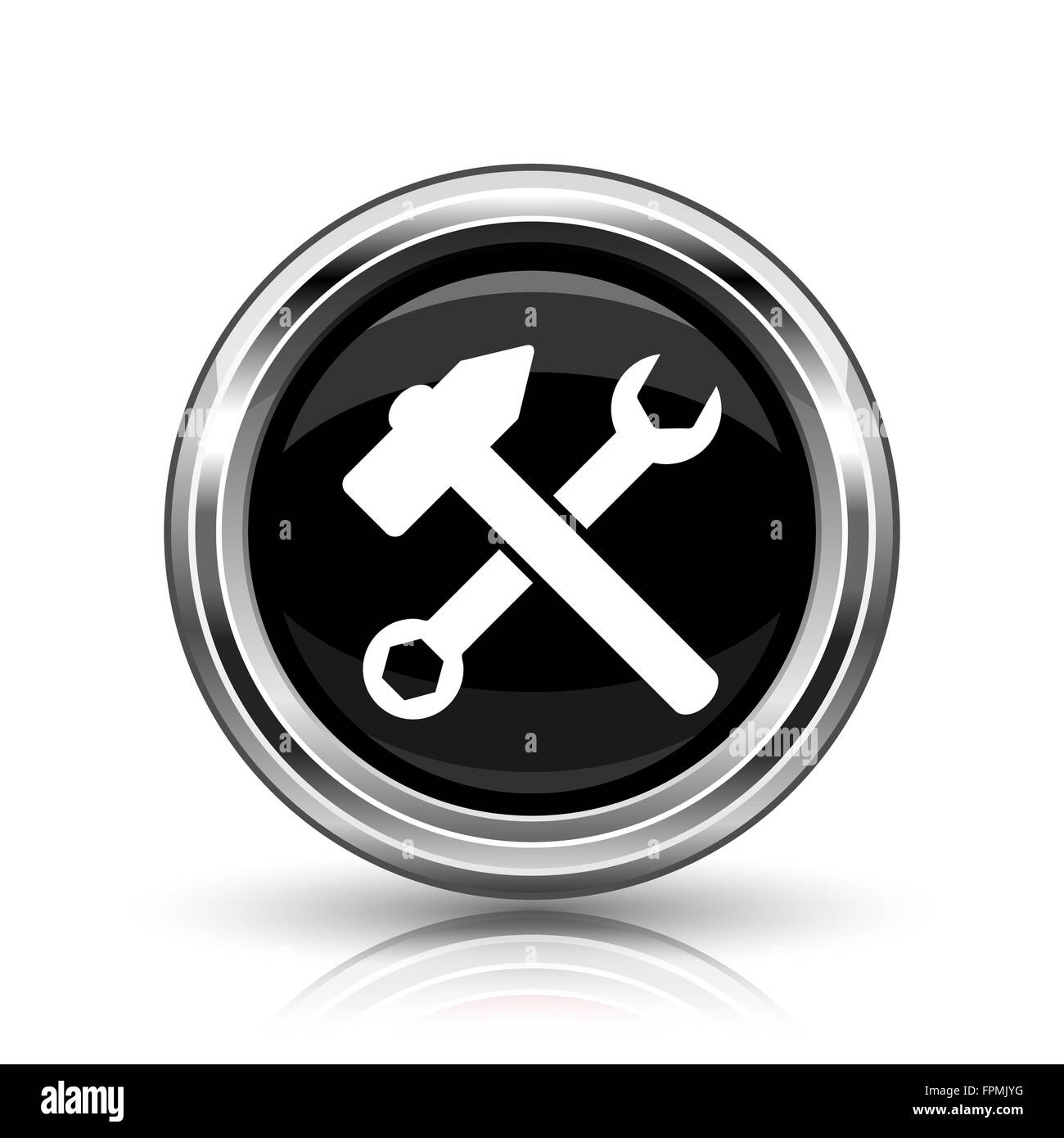 Tools icon. Metallic internet button on white background Stock Photo ...