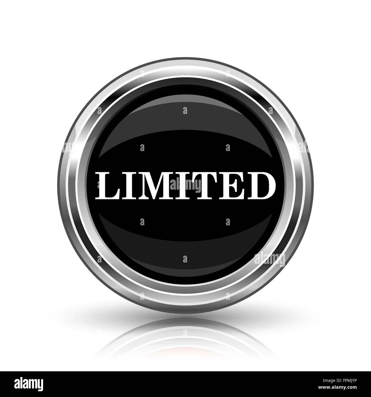 Limited icon. Metallic internet button on white background Stock Photo ...