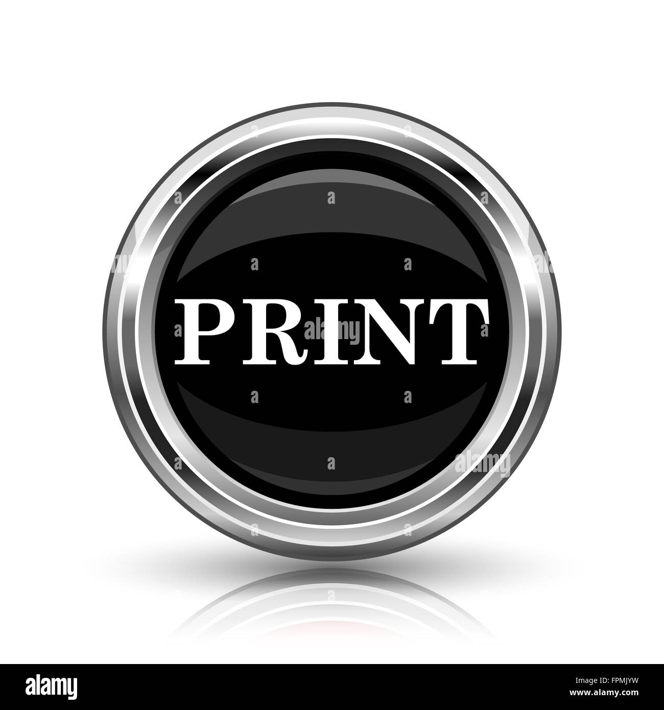Print icon. Metallic internet button on white background Stock Photo ...
