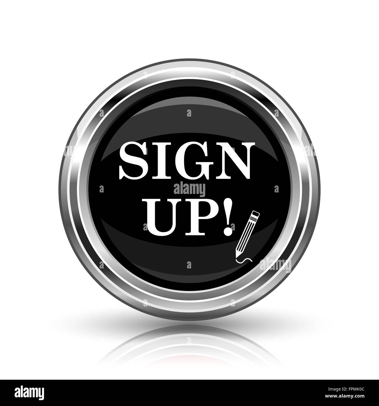 Sign up icon. Metallic internet button on white background Stock Photo ...