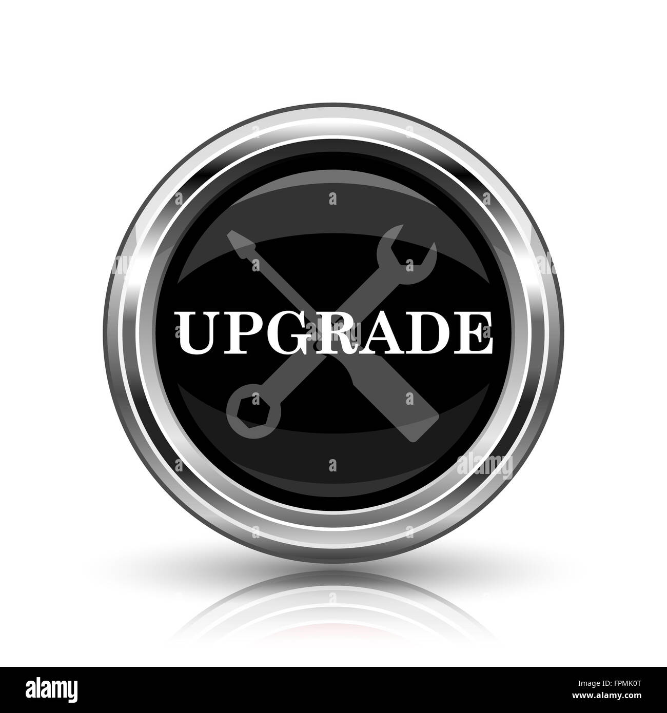 Upgrade icon. Metallic internet button on white background Stock Photo ...