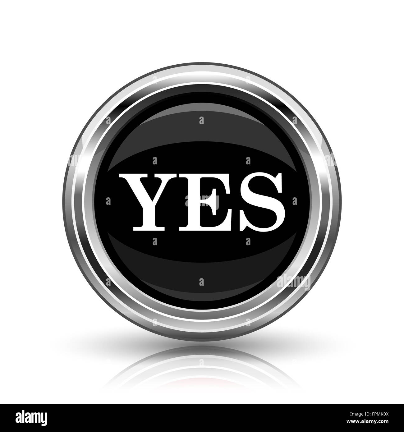 Yes icon. Metallic internet button on white background Stock Photo - Alamy