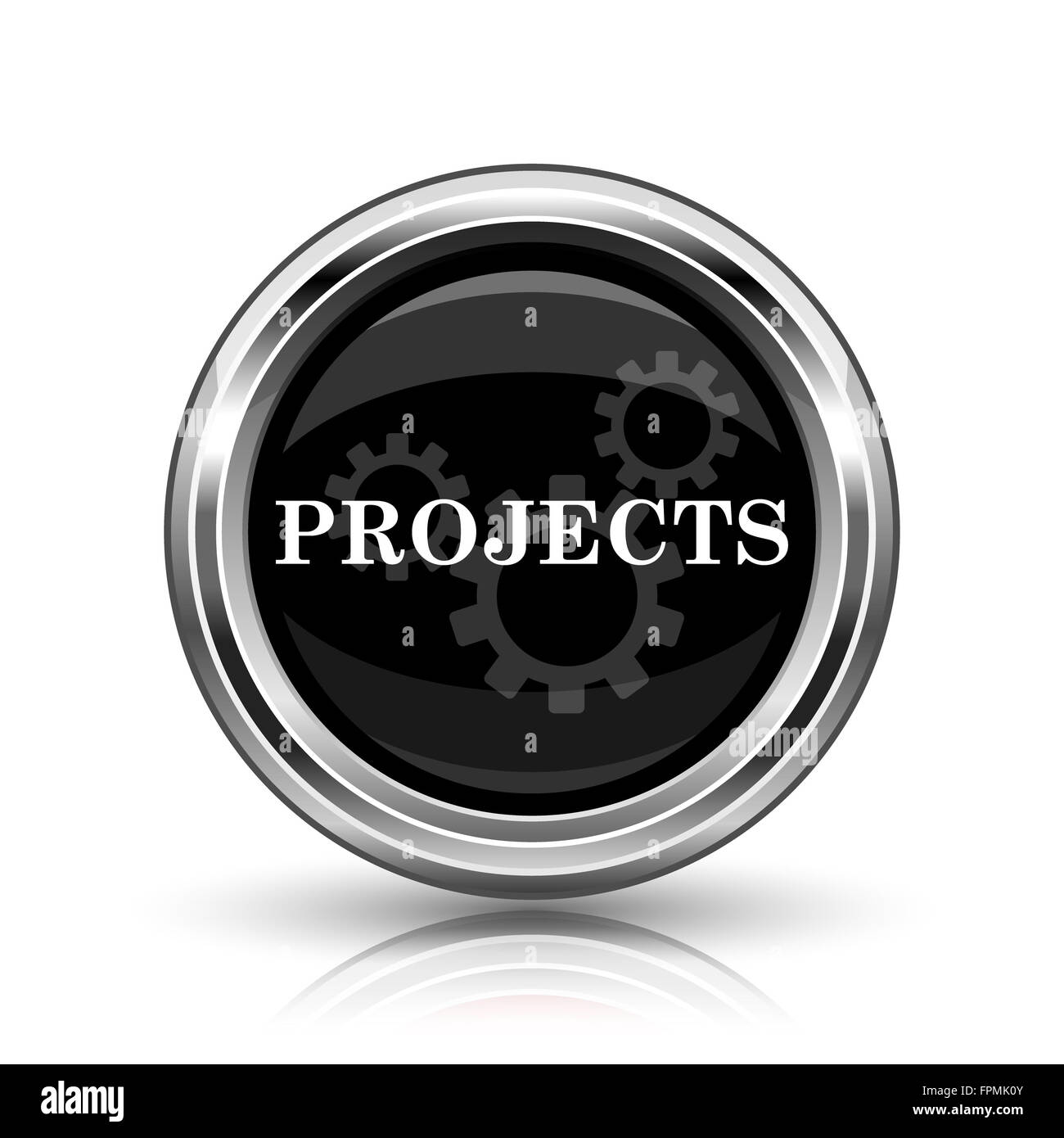 Projects icon. Metallic internet button on white background Stock Photo ...
