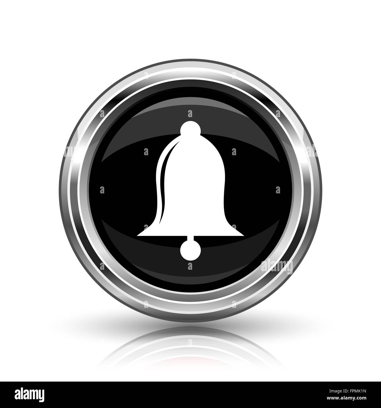 Bell icon. Metallic internet button on white background Stock Photo - Alamy