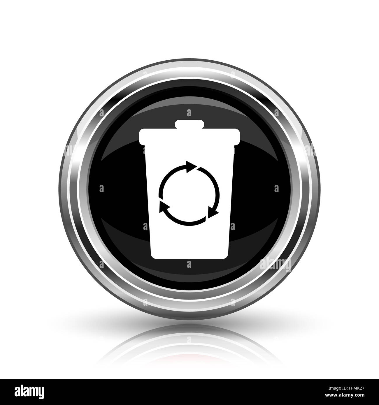 Recycle bin icon. Metallic internet button on white background Stock ...