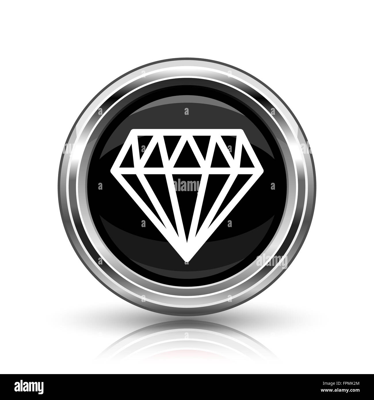 Diamond icon. Metallic internet button on white background Stock Photo ...
