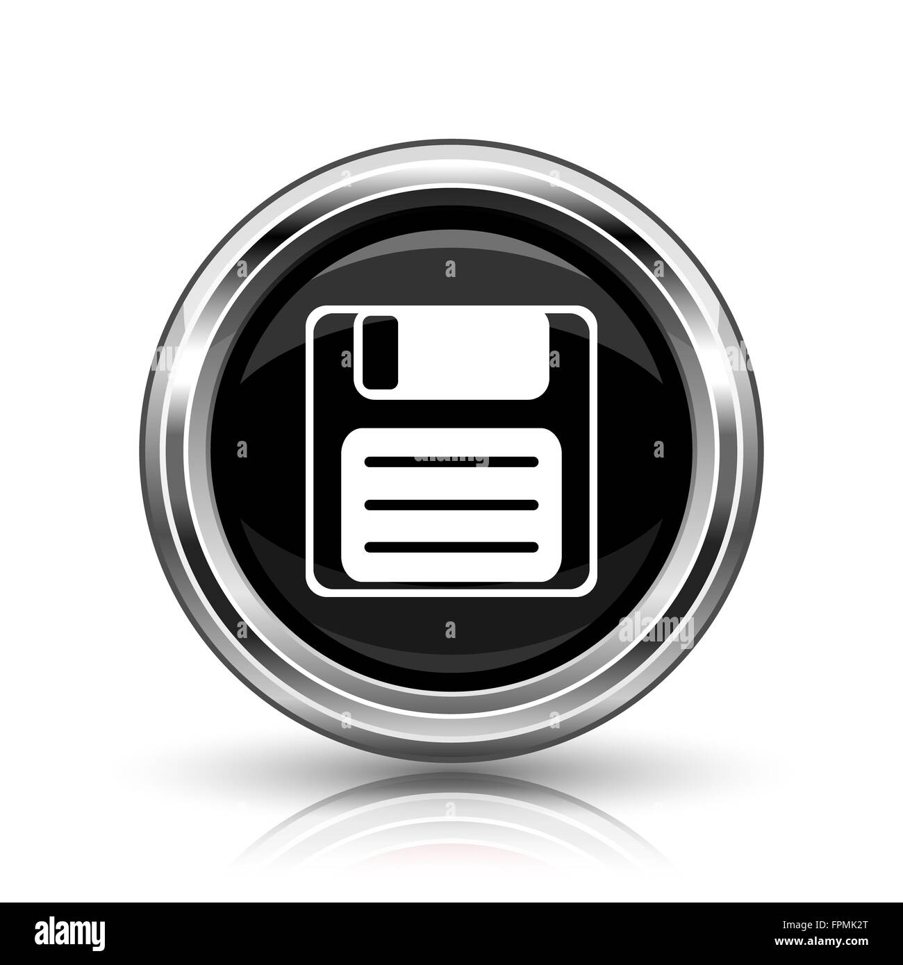 Save icon. Metallic internet button on white background Stock Photo - Alamy