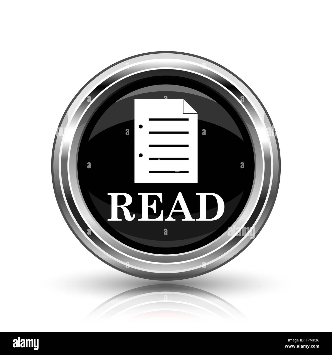 Read icon. Metallic internet button on white background Stock Photo - Alamy