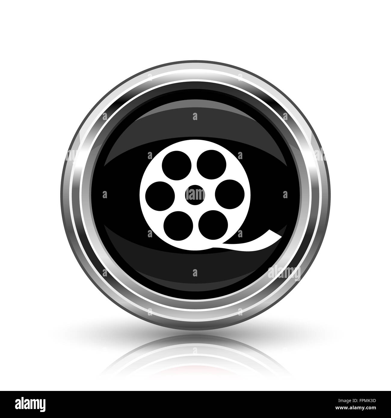 Video icon. Metallic internet button on white background Stock Photo ...