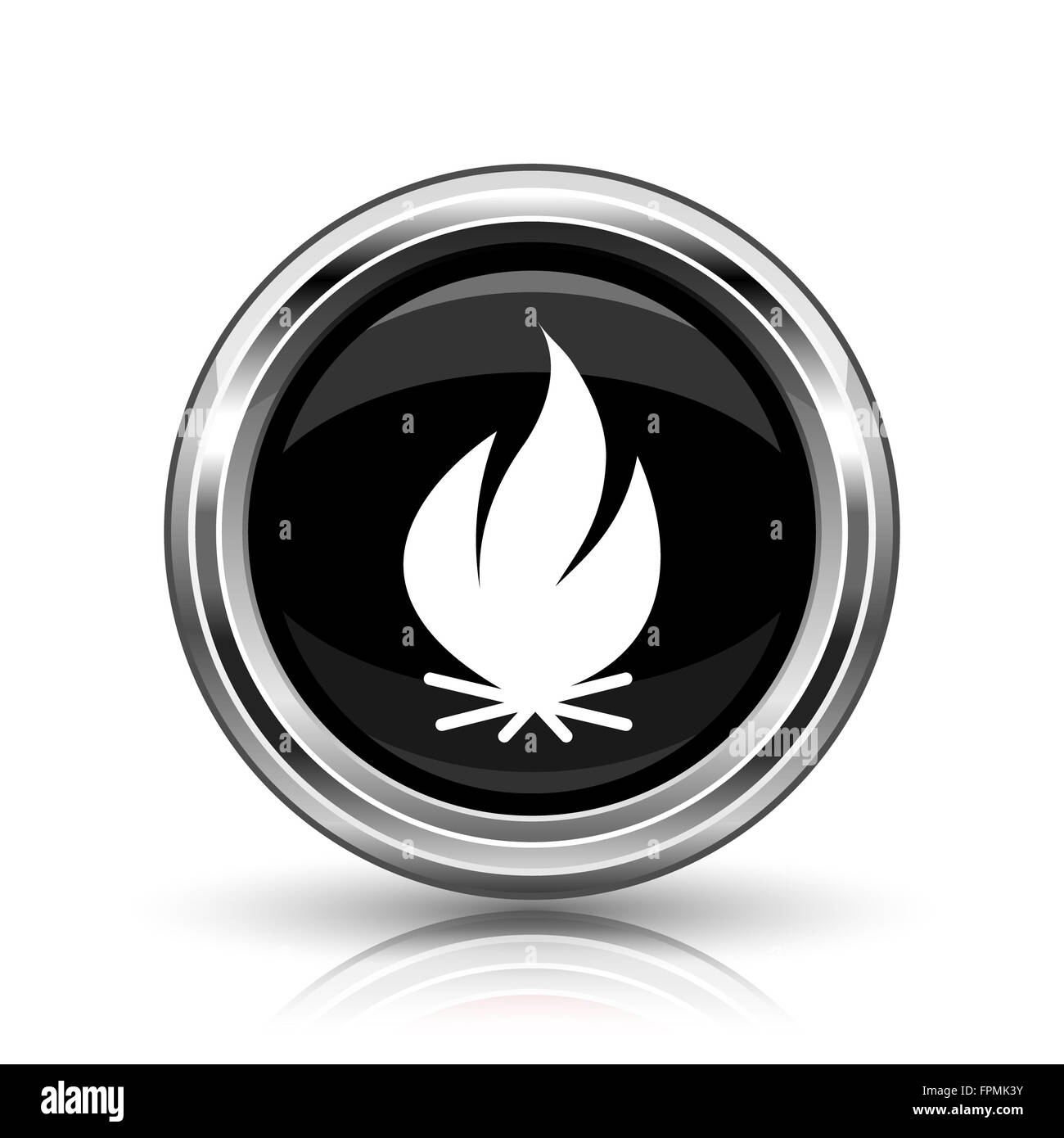 Fire icon. Metallic internet button on white background Stock Photo - Alamy
