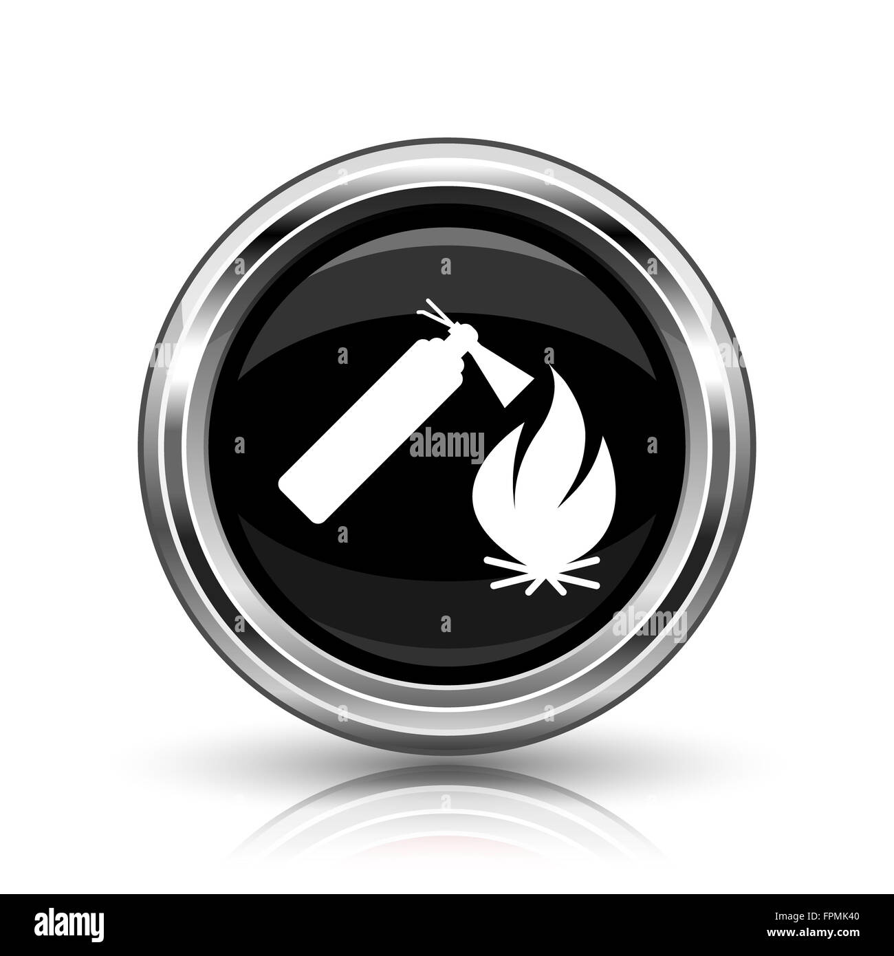 Fire icon. Metallic internet button on white background Stock Photo - Alamy