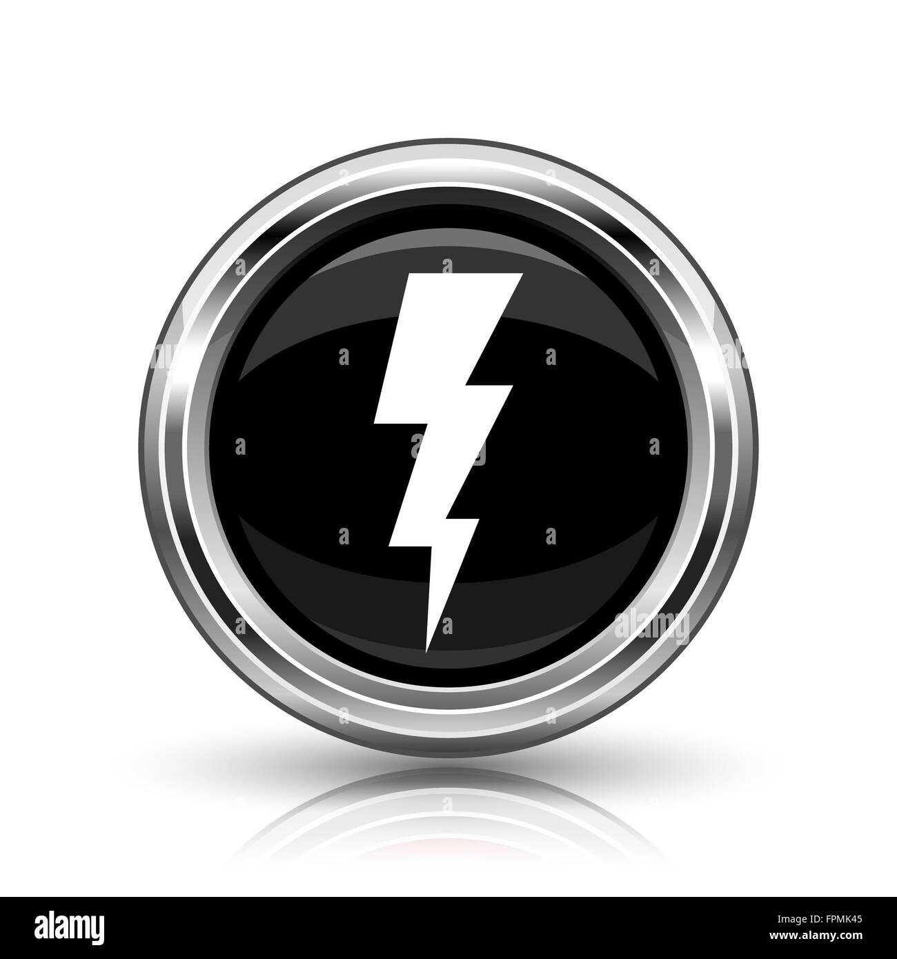 Lightning icon. Metallic internet button on white background Stock ...