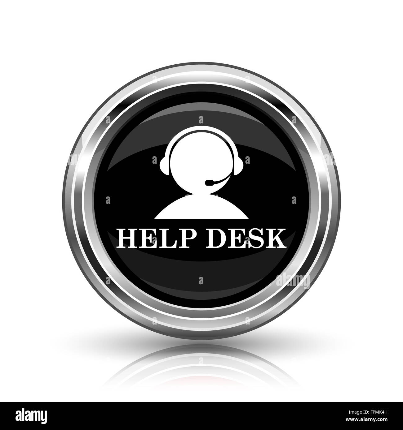 Helpdesk icon. Metallic internet button on white background Stock Photo ...
