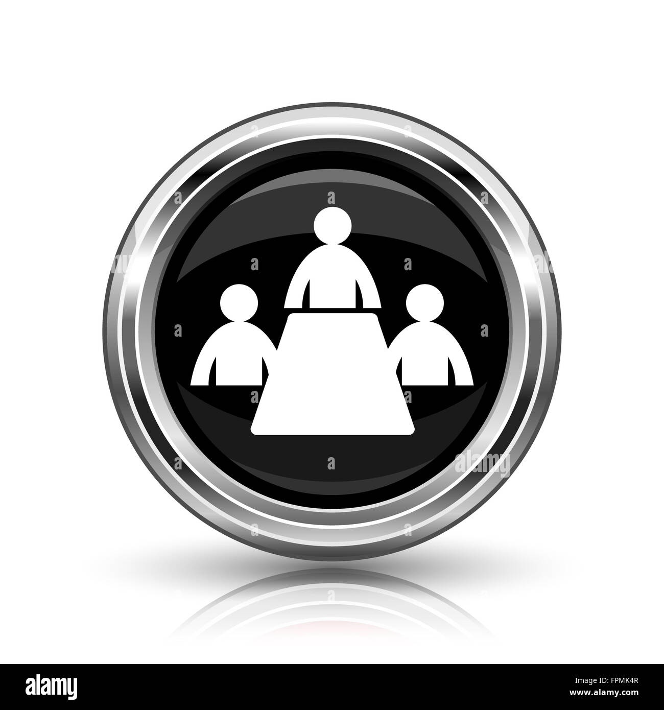 Meeting room icon. Metallic internet button on white background Stock ...