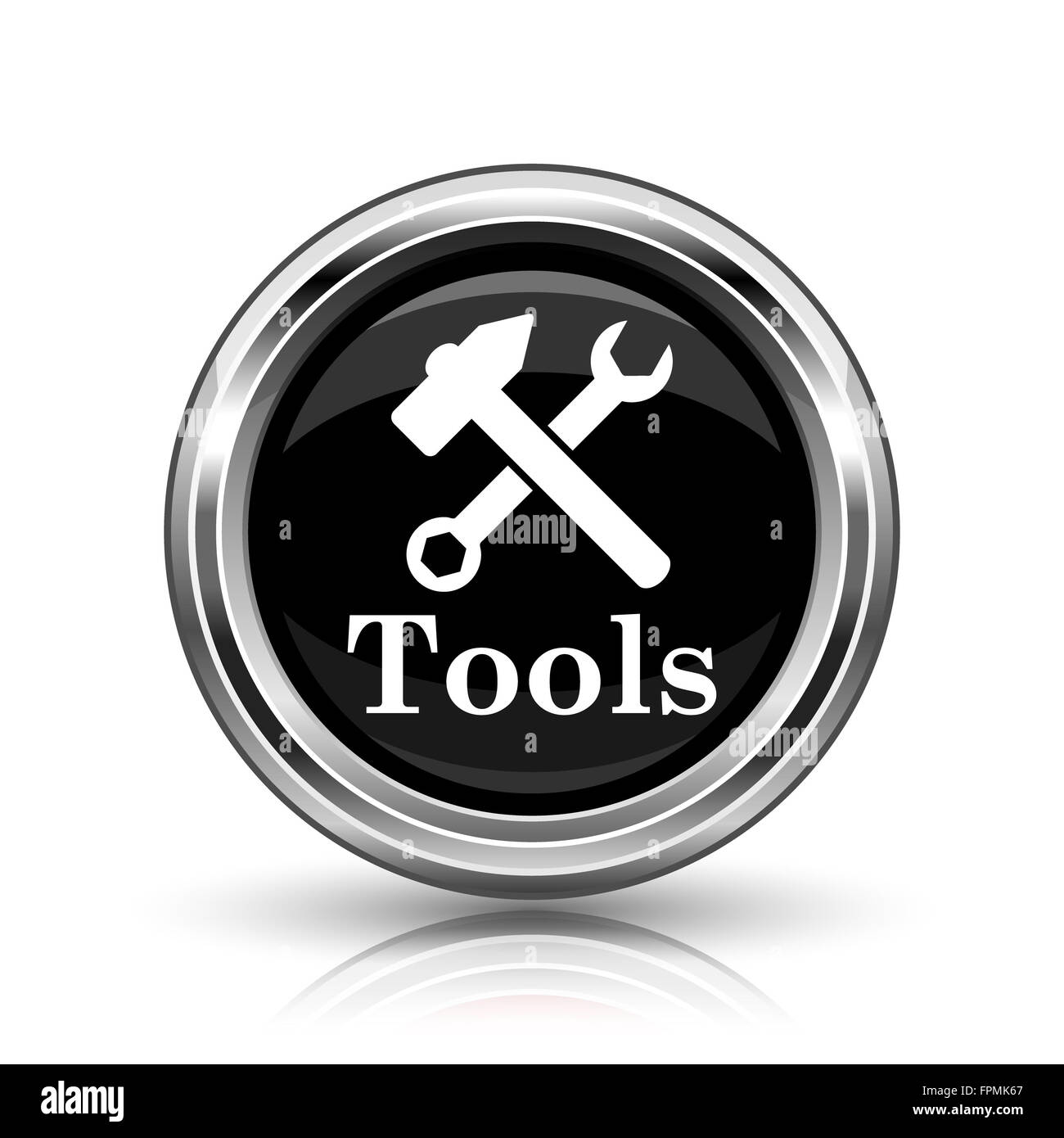 Tools icon. Metallic internet button on white background Stock Photo ...