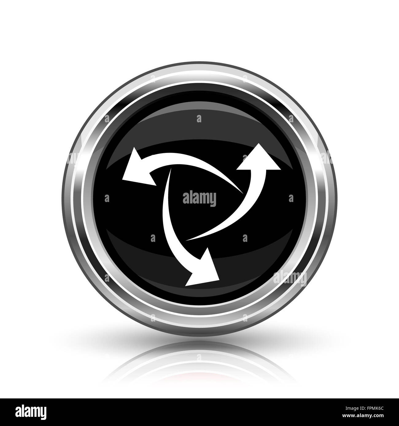 Change icon. Metallic internet button on white background Stock Photo ...