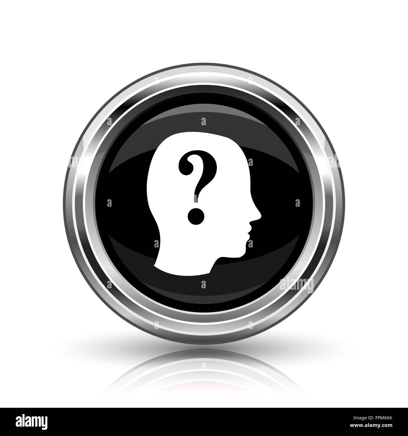 Quiz icon. Metallic internet button on white background Stock Photo - Alamy