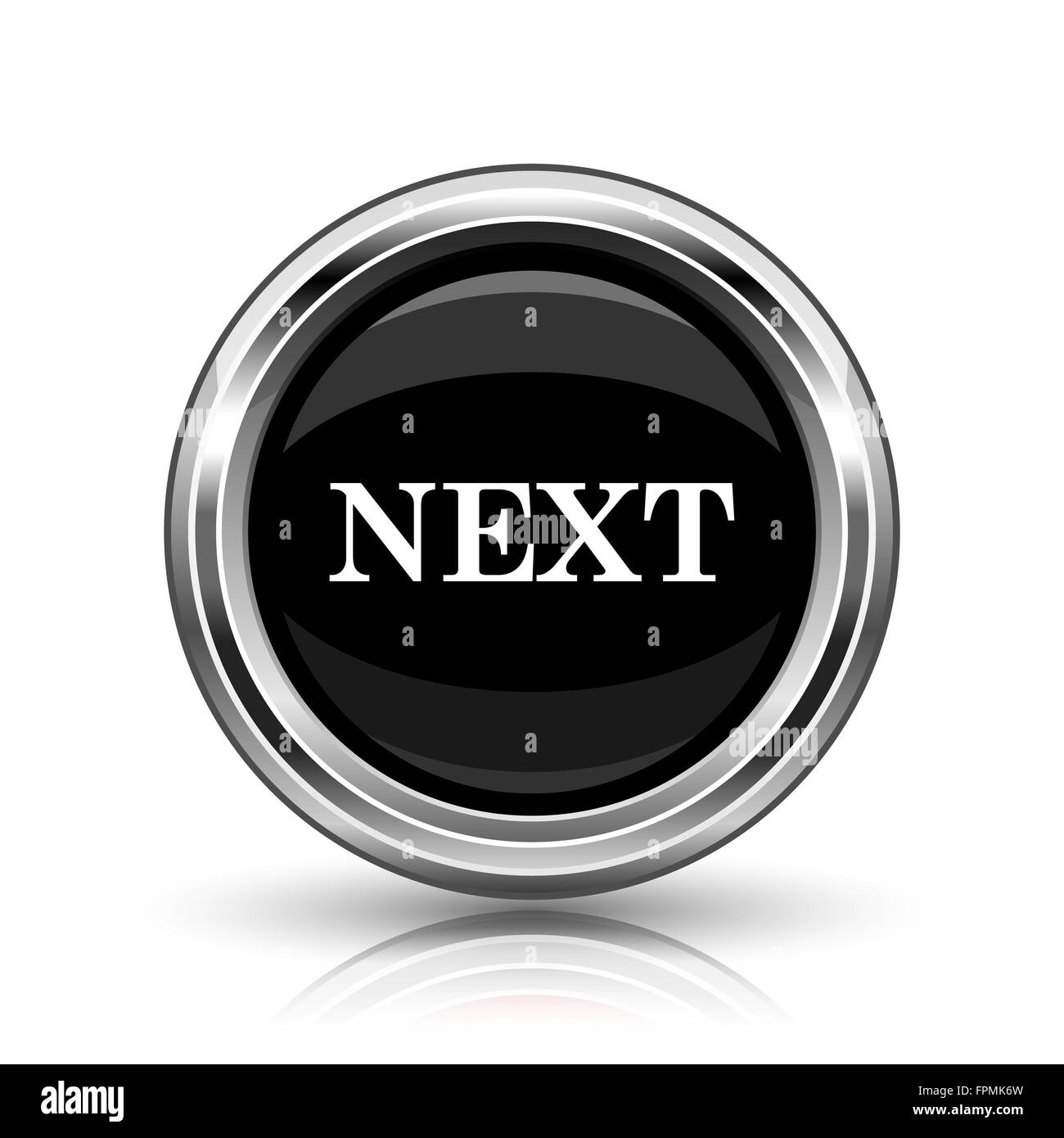 Next icon. Metallic internet button on white background Stock Photo - Alamy