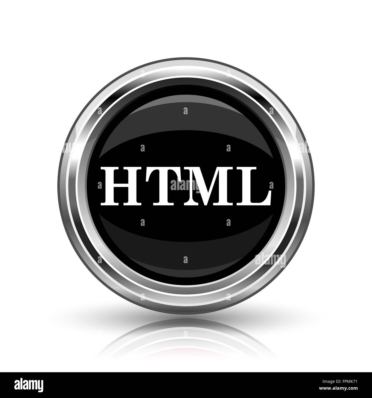 HTML icon. Metallic internet button on white background Stock Photo - Alamy