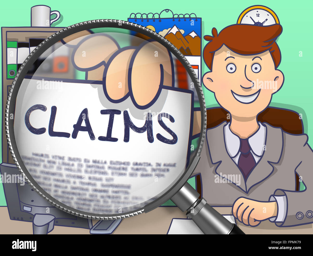 Claims through Magnifying Glass. Doodle Style Stock Photo - Alamy