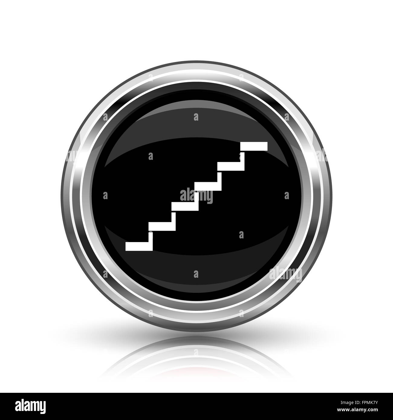 Stairs icon. Metallic internet button on white background Stock Photo ...