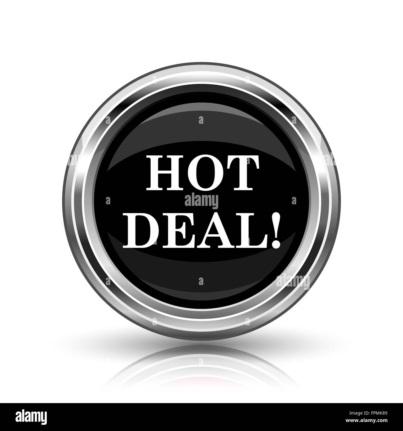 Hot deal icon. Metallic internet button on white background Stock Photo ...