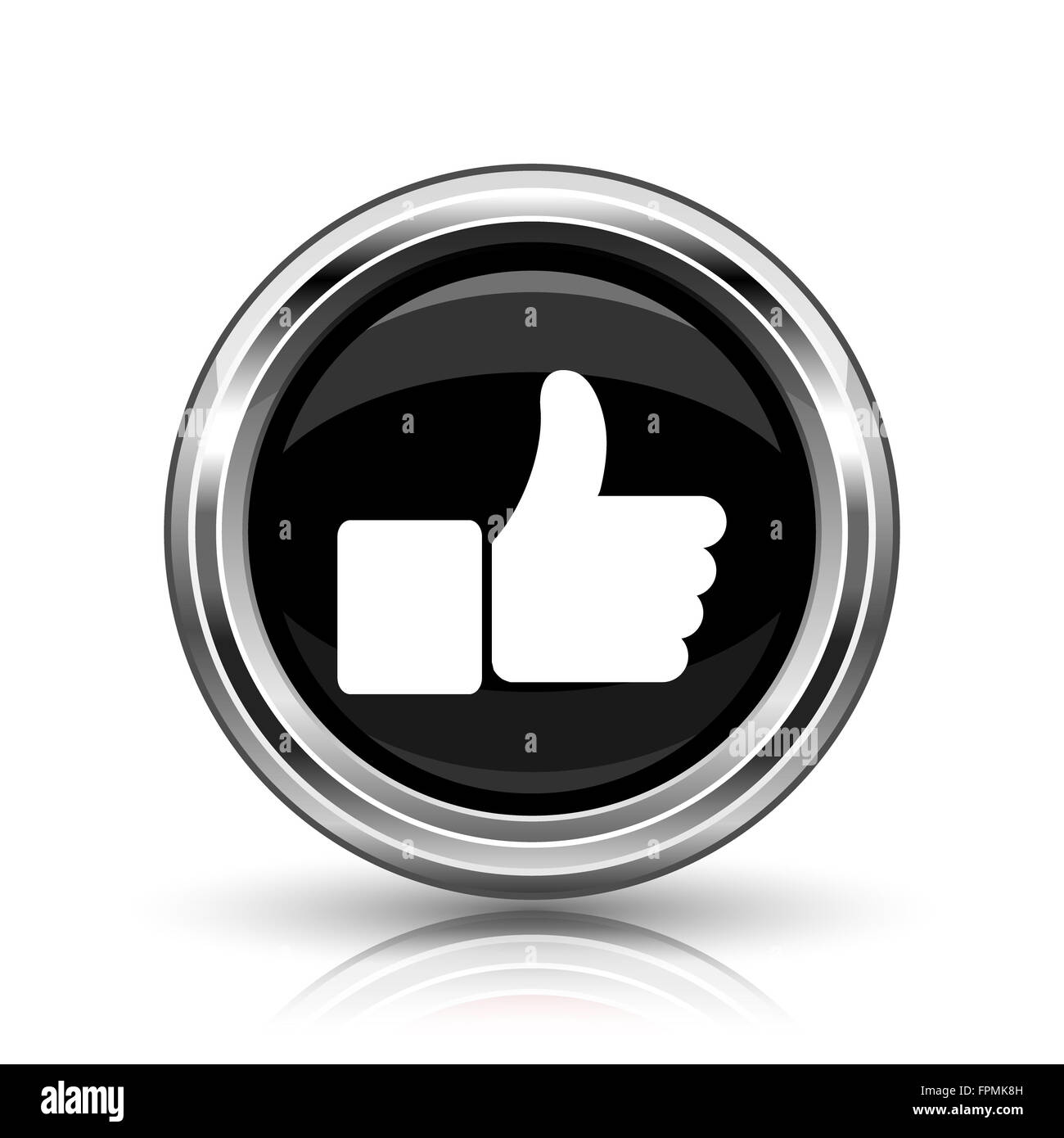Thumb up icon. Metallic internet button on white background Stock Photo ...