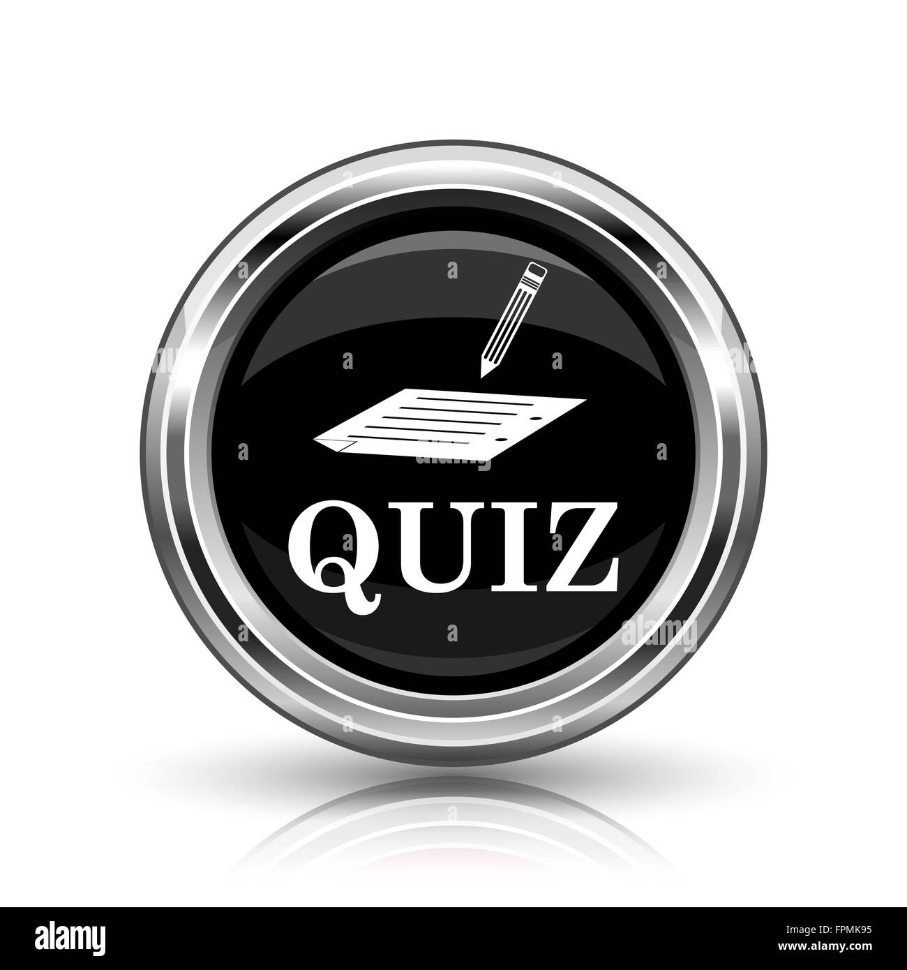 Quiz icon. Metallic internet button on white background Stock Photo - Alamy