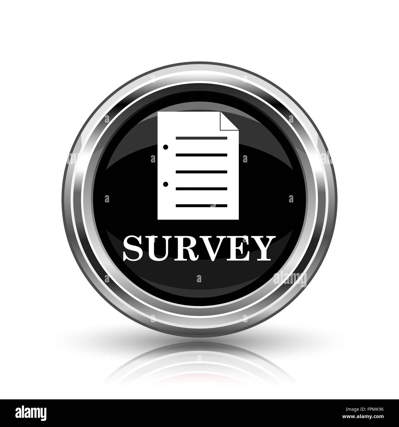 Survey icon. Metallic internet button on white background Stock Photo ...