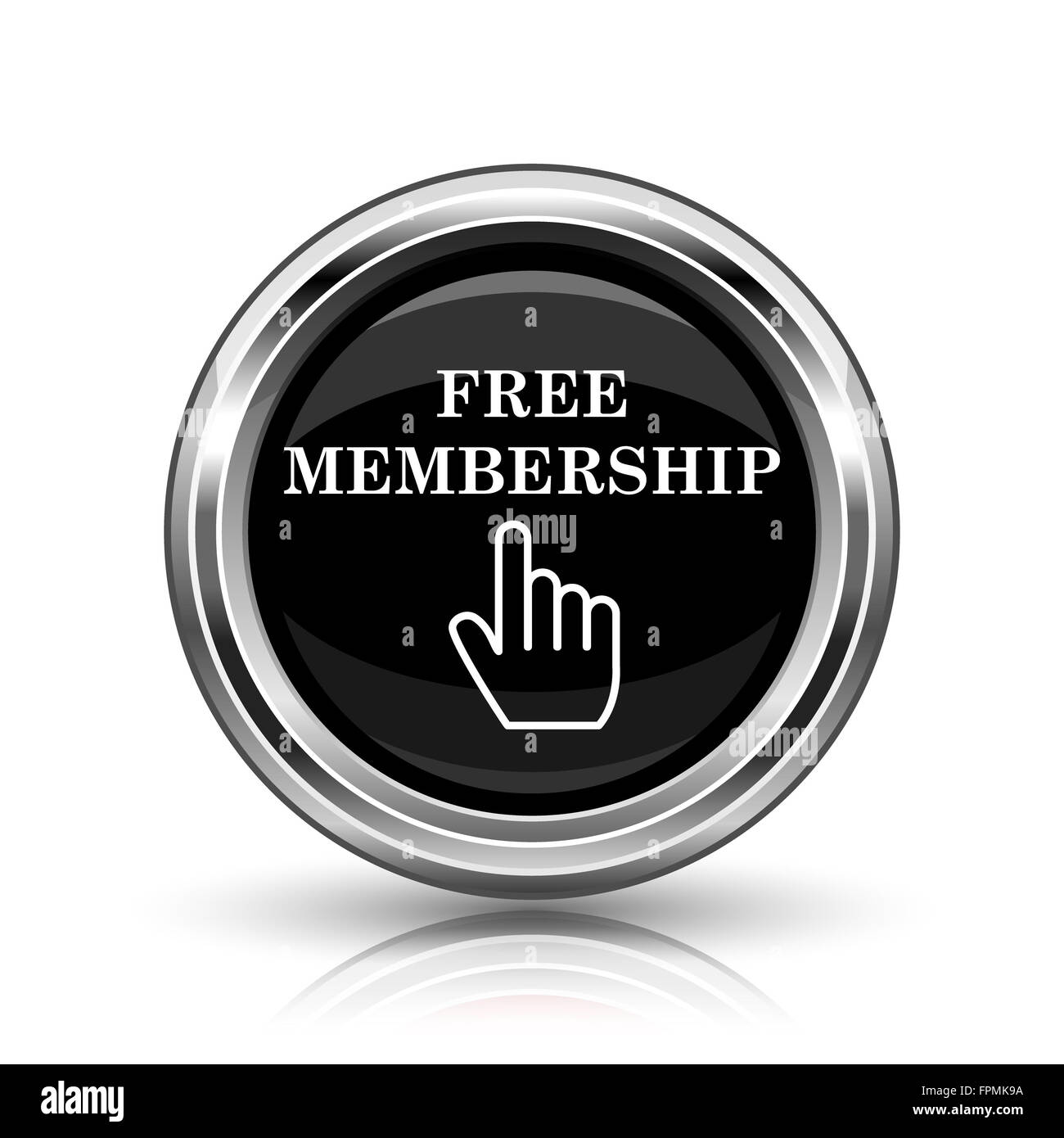 Free membership icon. Metallic internet button on white background ...