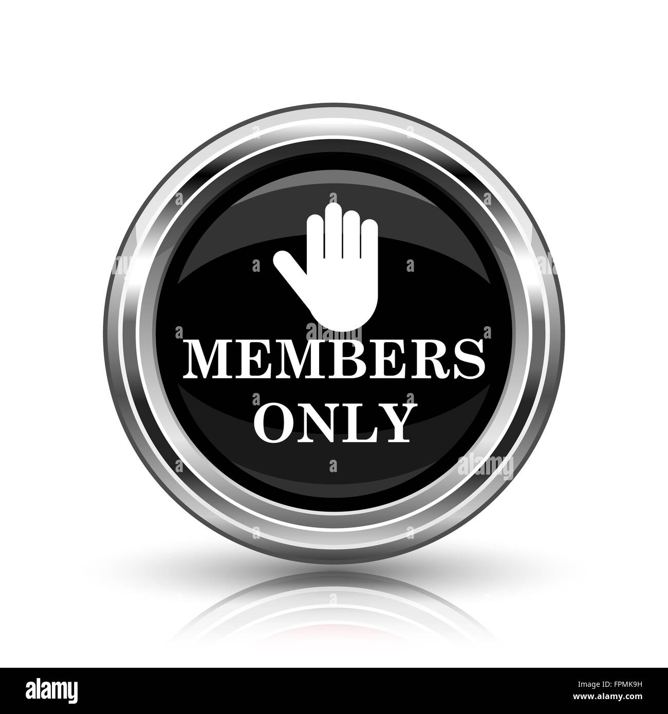 Members only icon. Metallic internet button on white background Stock ...